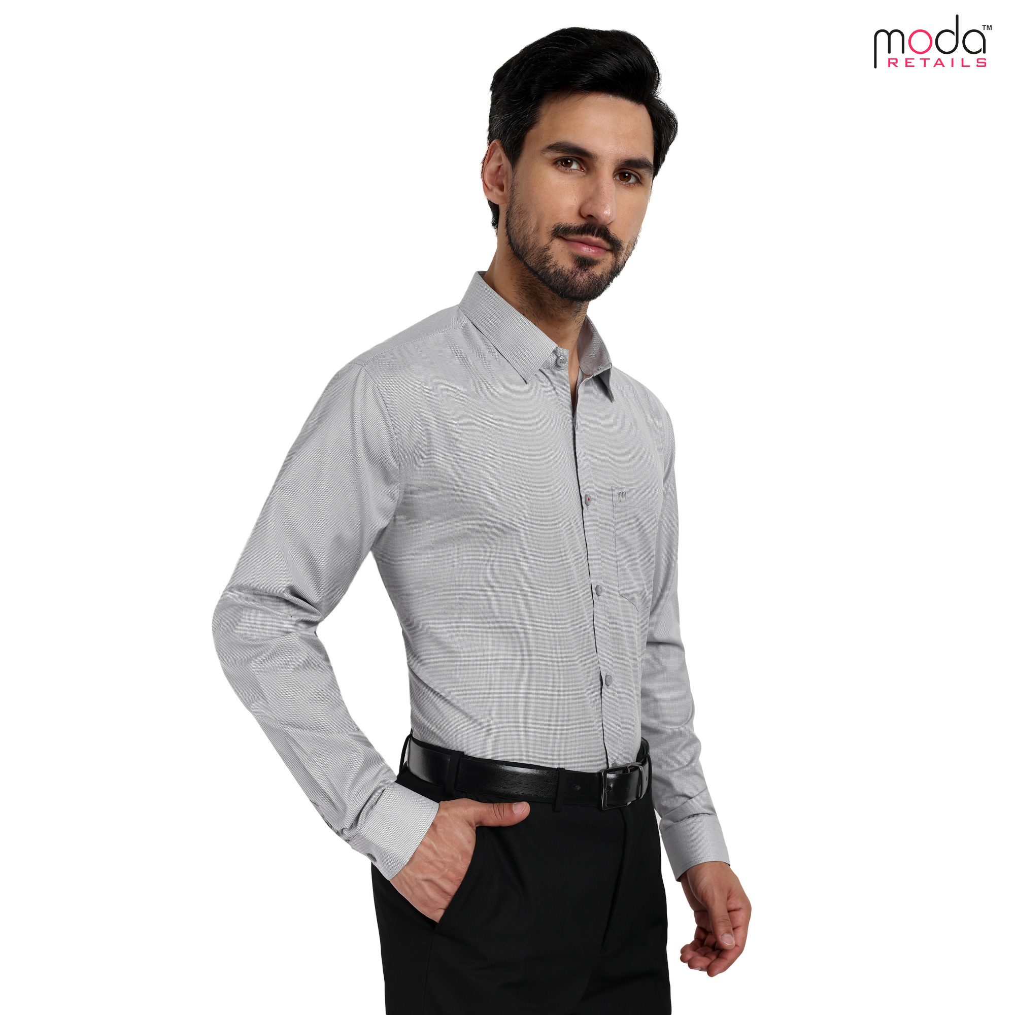 Pin Check Cotton Mix Shirt Steel – Moda Retails
